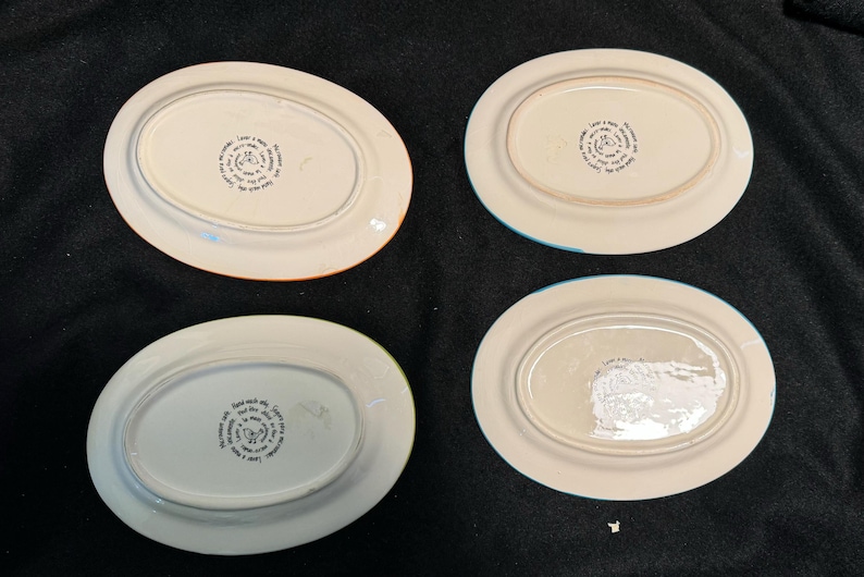 Set of 4 Ashland 7" Oval Plates With Bird Design, Unused. - Etsy