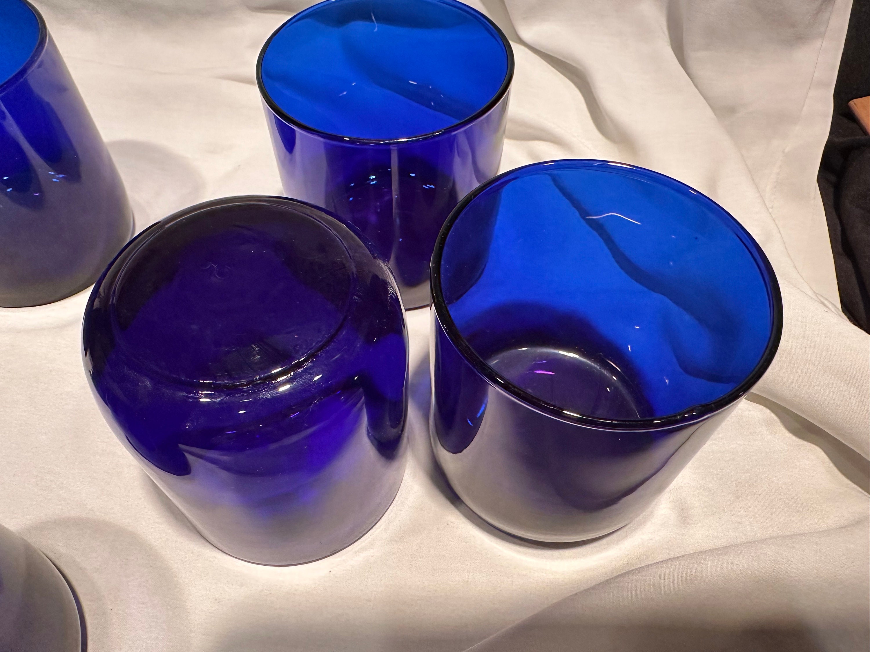 Set of 7 Vintage LIBBEY ROCK SHARPE 10 Oz Cobalt Blue Glass Tumbler. - Etsy