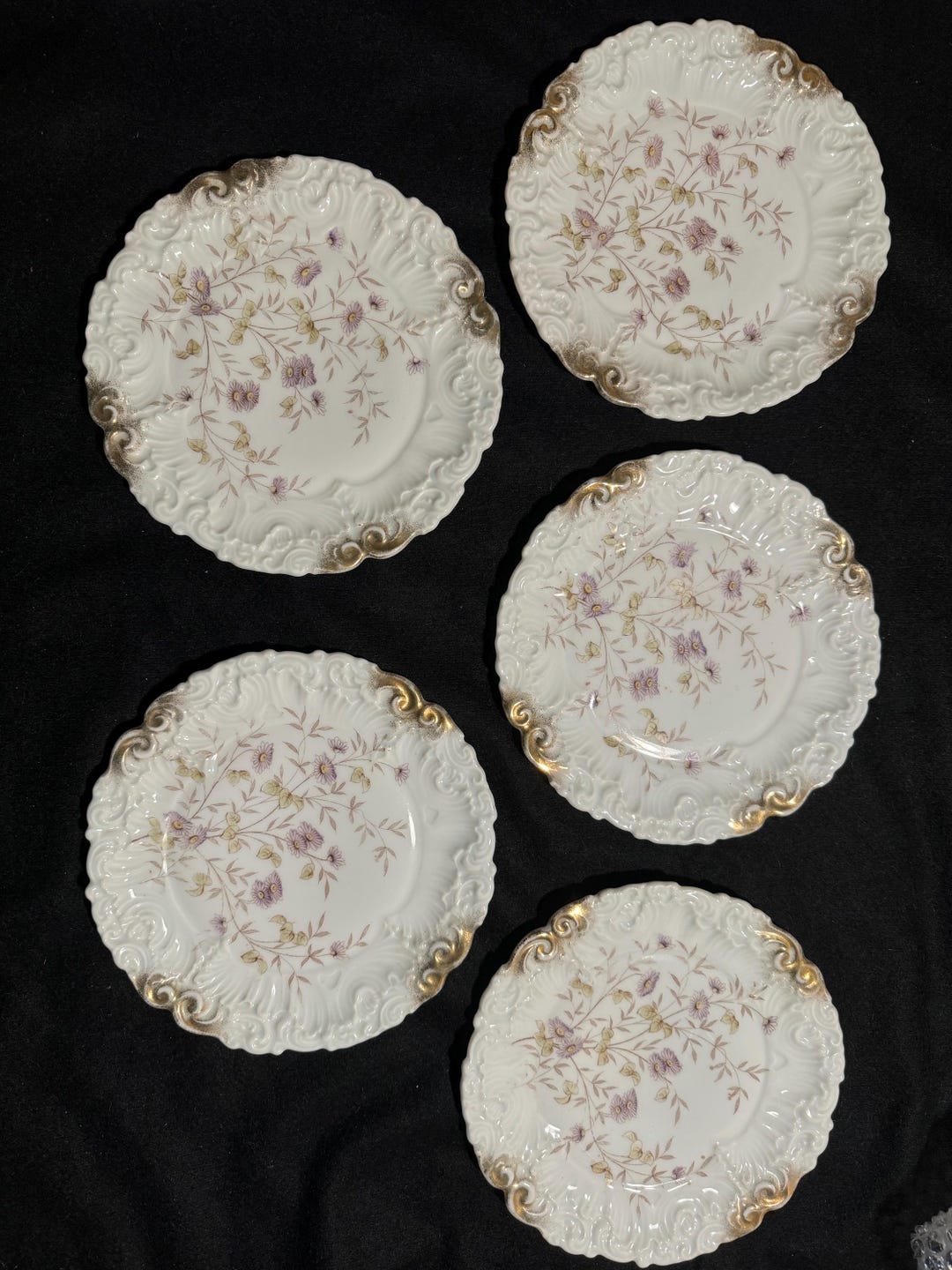 Set of 5 Gorgeous Antique Dresden Germany 8" Porcelain Plate Hand ...