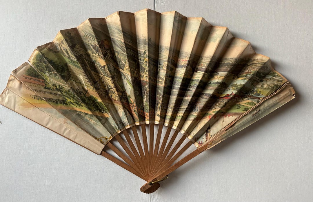 Antique & Vintage Folding Hand Fans Victorian Advertising Columbian ...