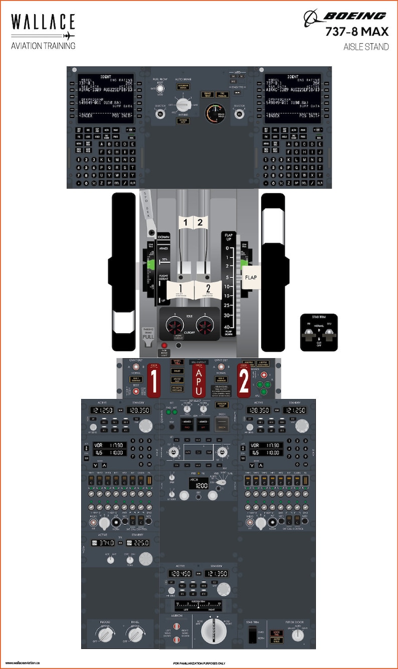 Boeing 737-8 MAX Cockpit Familiarization Poster - Digital Full Scale 3 ...