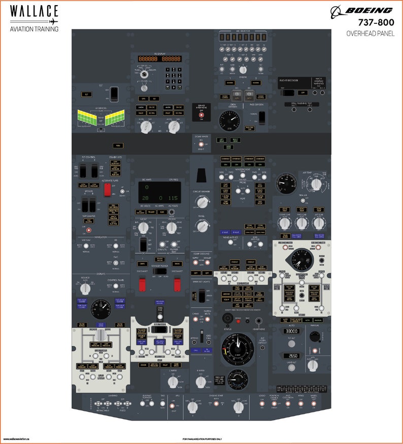 Boeing 737-800 Cockpit Familiarization Poster - Digital Full Scale 3 ...