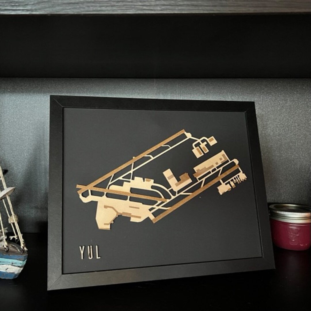 Wooden Airport Map - YUL - Etsy