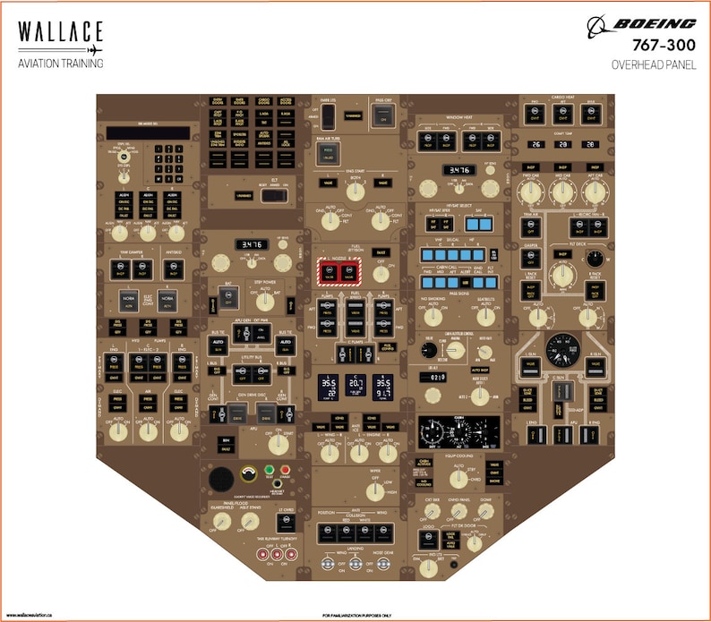 Boeing 767-300 Cockpit Familiarization Poster - Digital Full Scale 3 ...