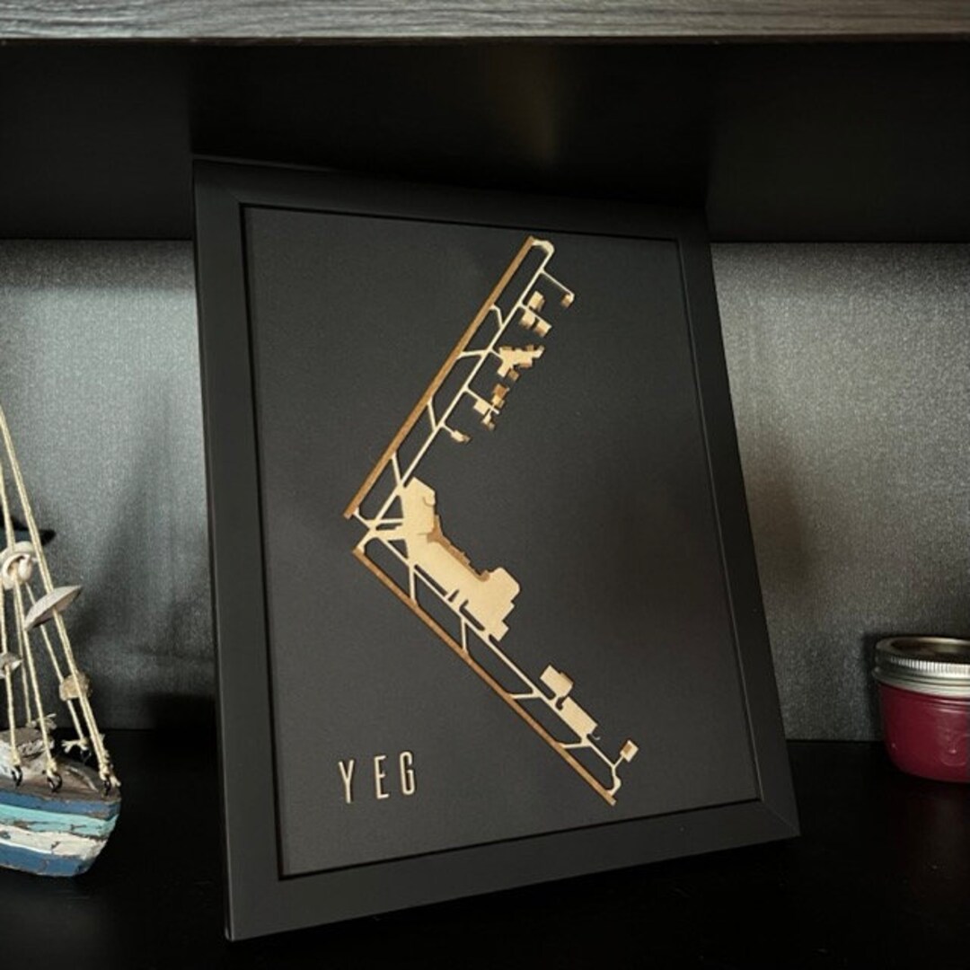 Wooden Airport Map - YEG - Etsy