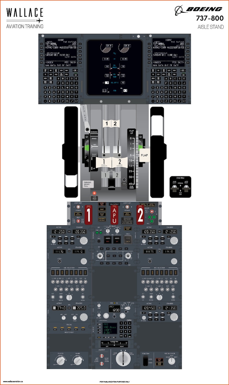 Boeing 737-800 Cockpit Familiarization Poster - Digital Full Scale 3 ...