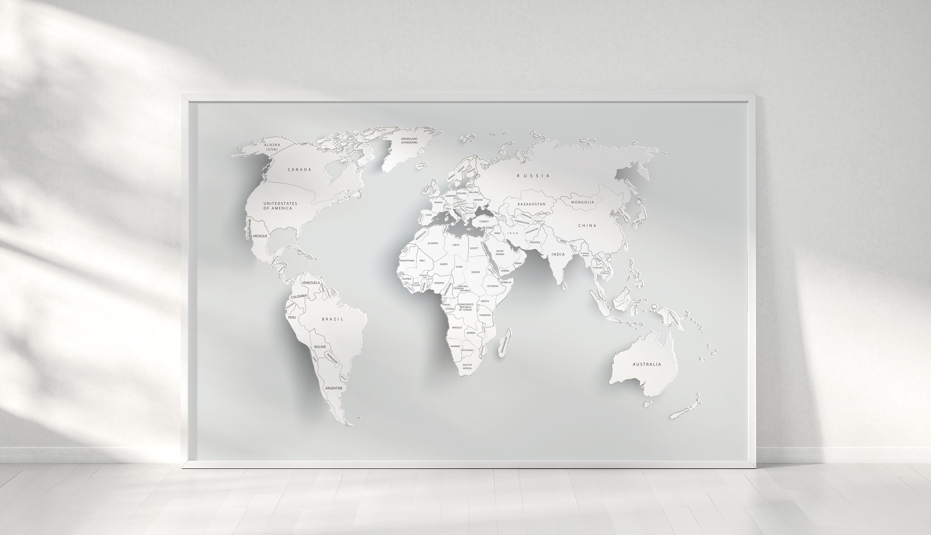 Minimalist World Map Poster - Modern Home Decor - World Map Educational ...