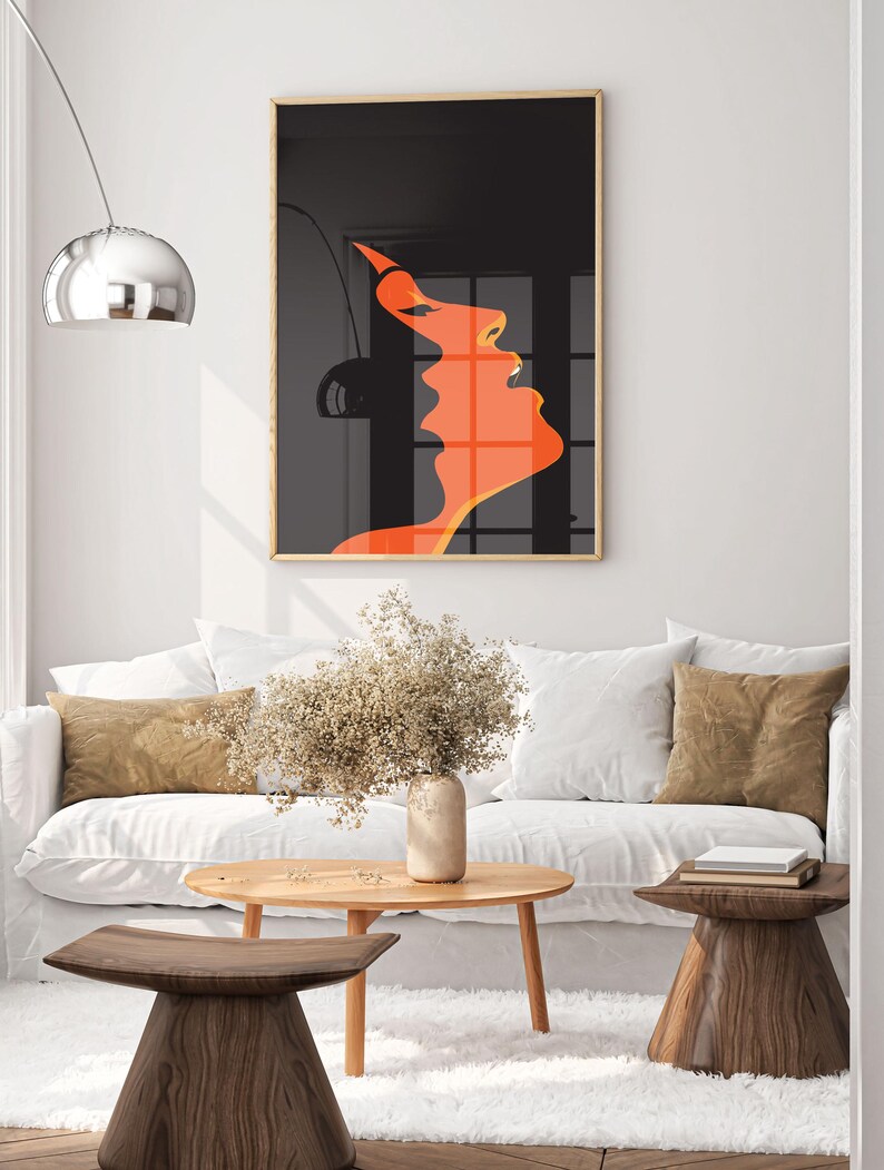 Minimalist Abstract Face Wall Art – Modern Bold Portrait Print - Art ...