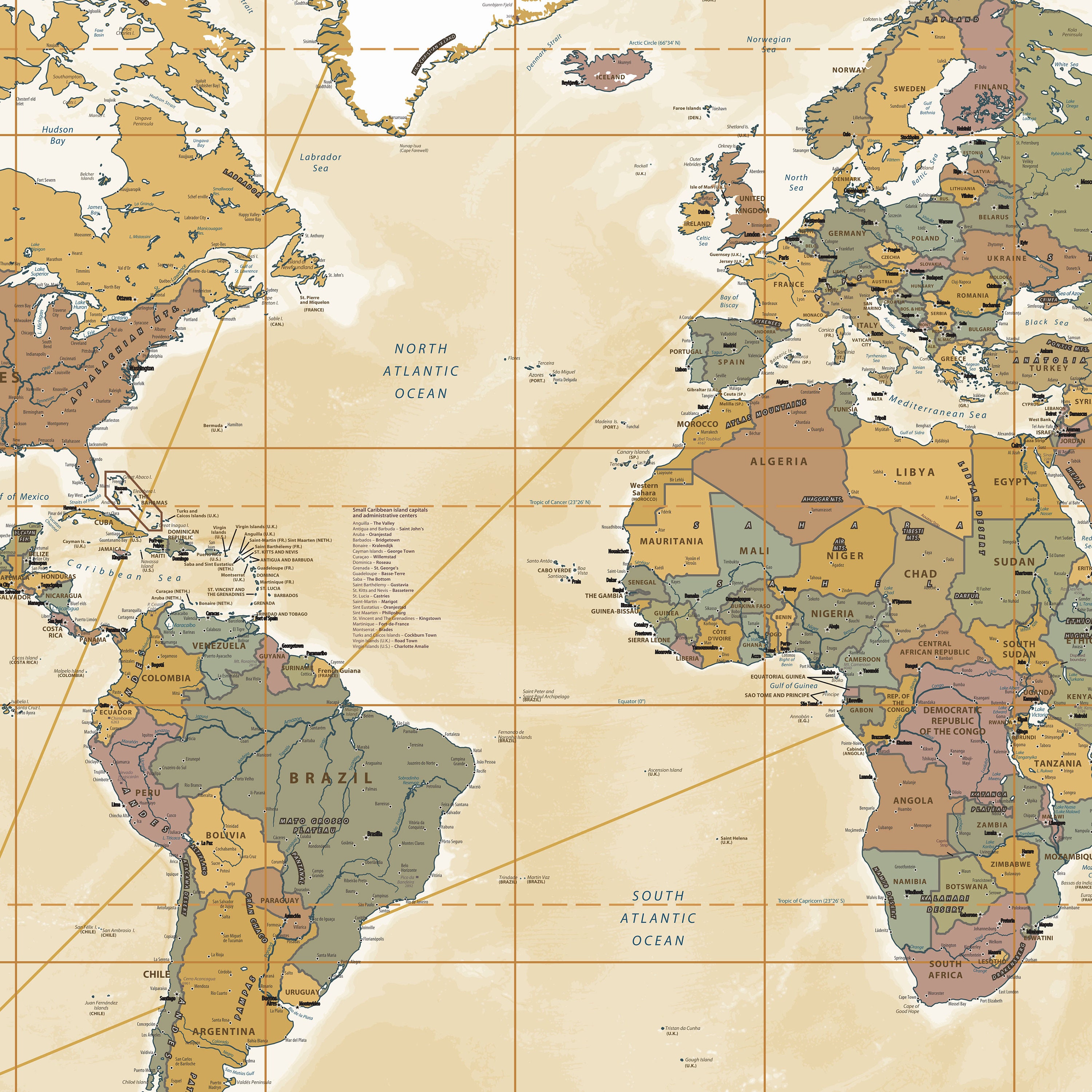 Vintage World Map Poster - World Map Wall Art - Modern Home Decor ...