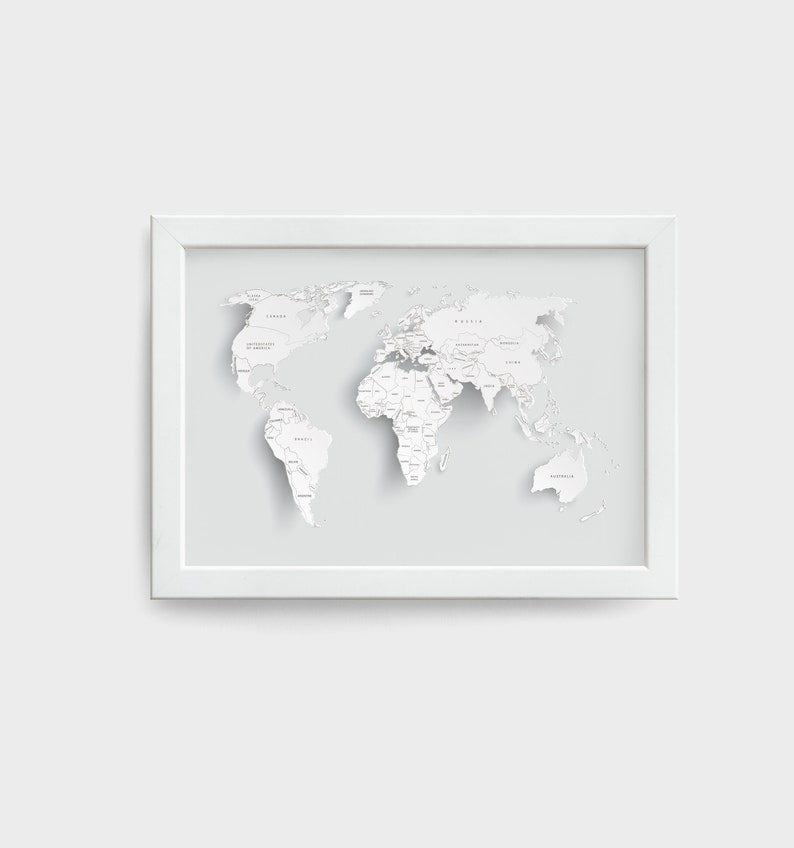 Minimalist World Map Poster - Modern Home Decor - World Map Educational ...