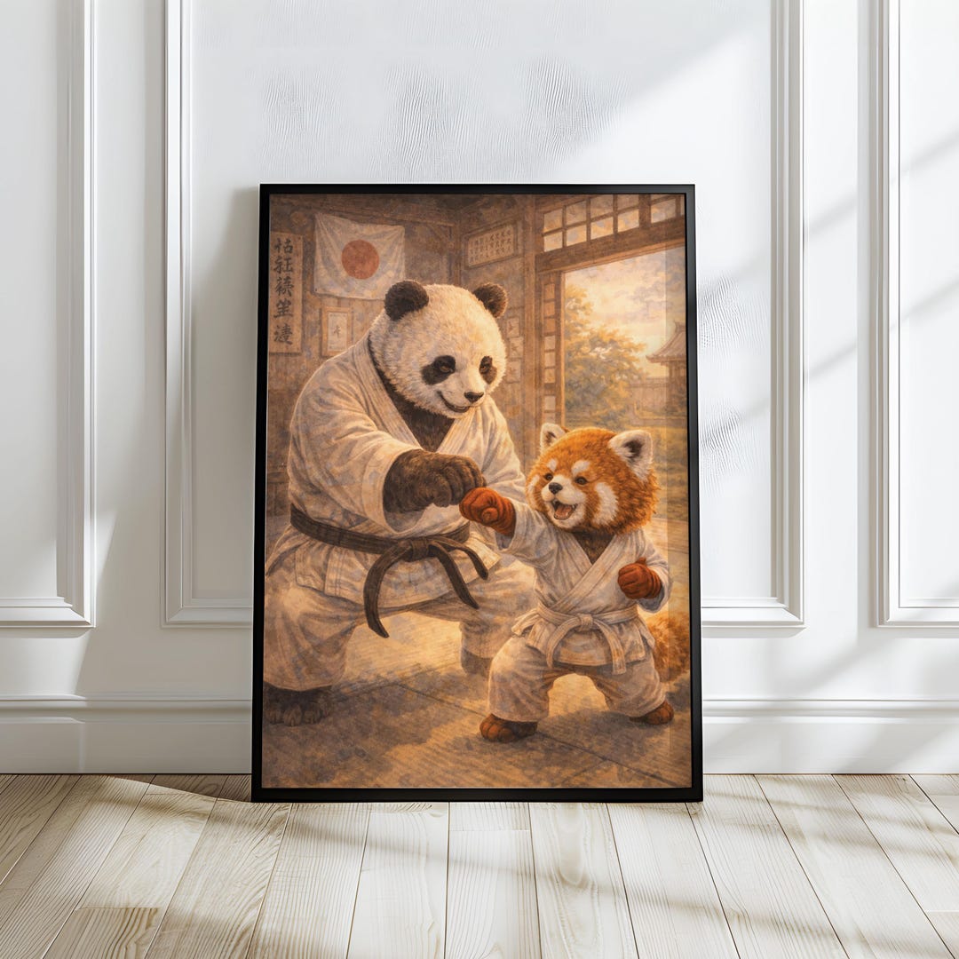 Panda and Red Panda Martial Arts Wall Art – Japanese Dojo Animal ...