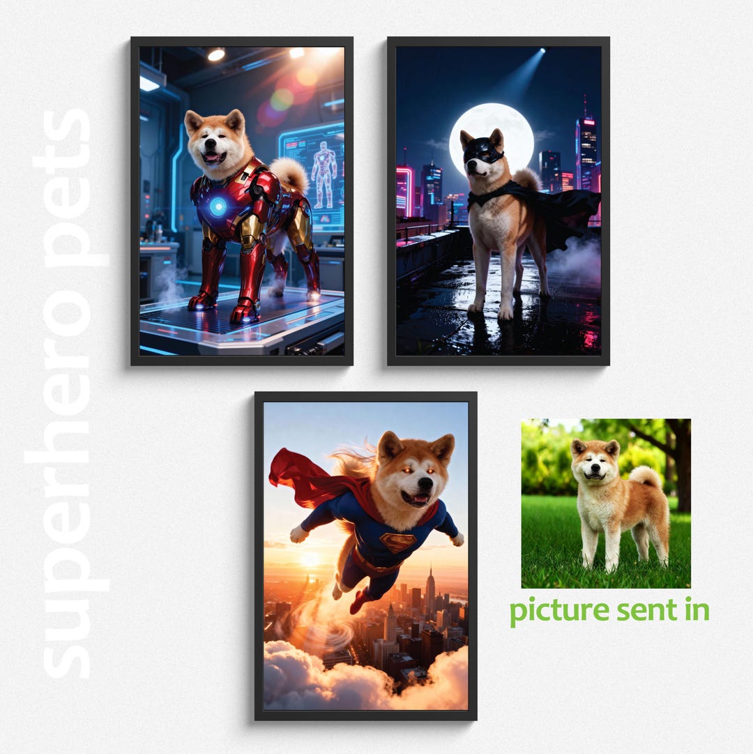 Custom Dog Portrait, Turn Your Dog Into the Superhero They Are With ...
