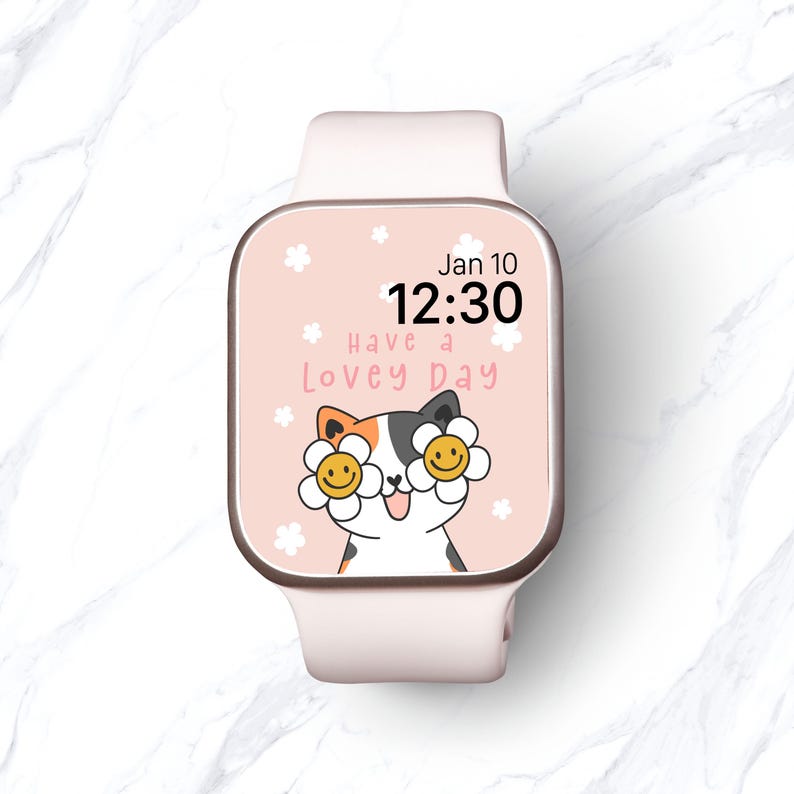 Have A Lovely Day Cute Cat Apple Watch Wallpaper | Kawaii Watch Face ...