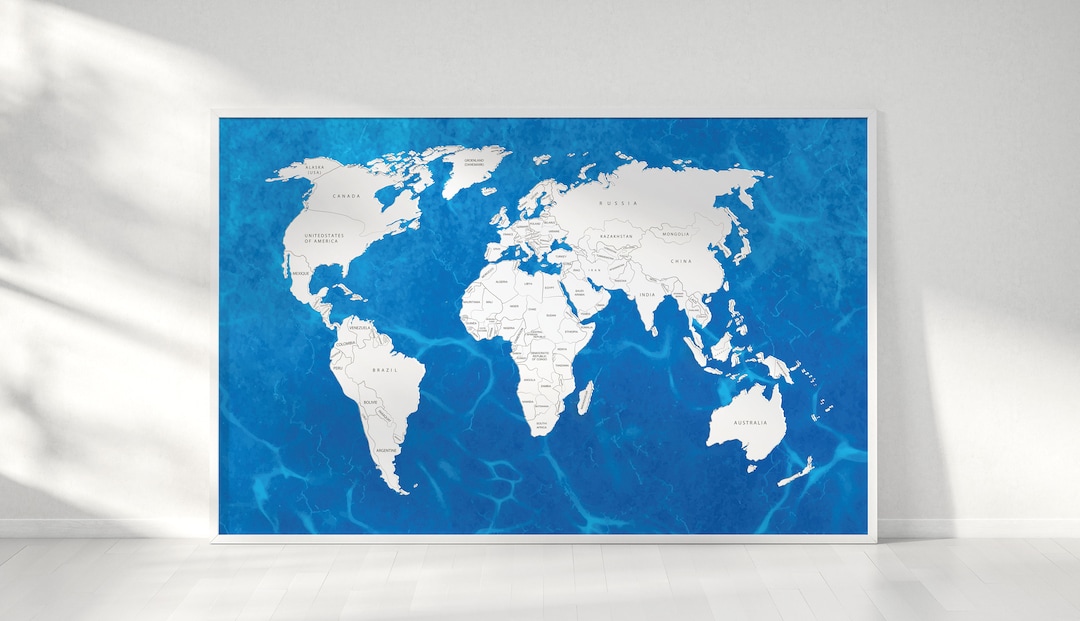 World Map Poster - Modern Home Decor - World Map Educational Print ...