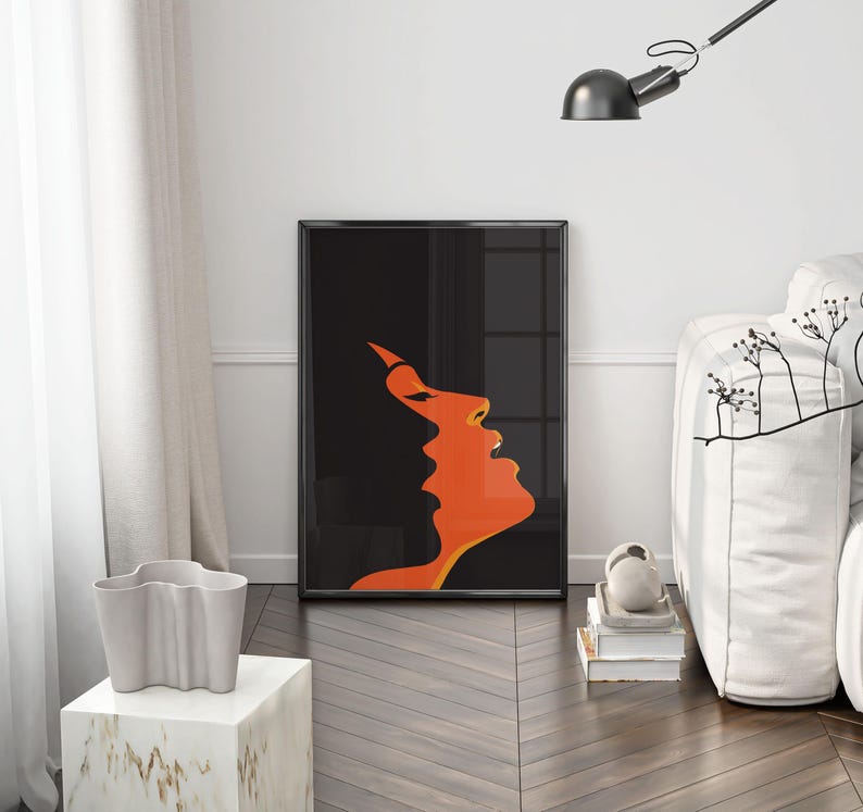 Minimalist Abstract Face Wall Art – Modern Bold Portrait Print - Art ...