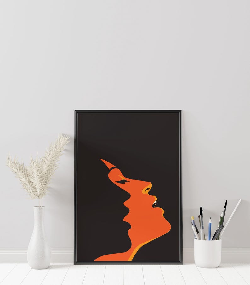 Minimalist Abstract Face Wall Art – Modern Bold Portrait Print - Art ...