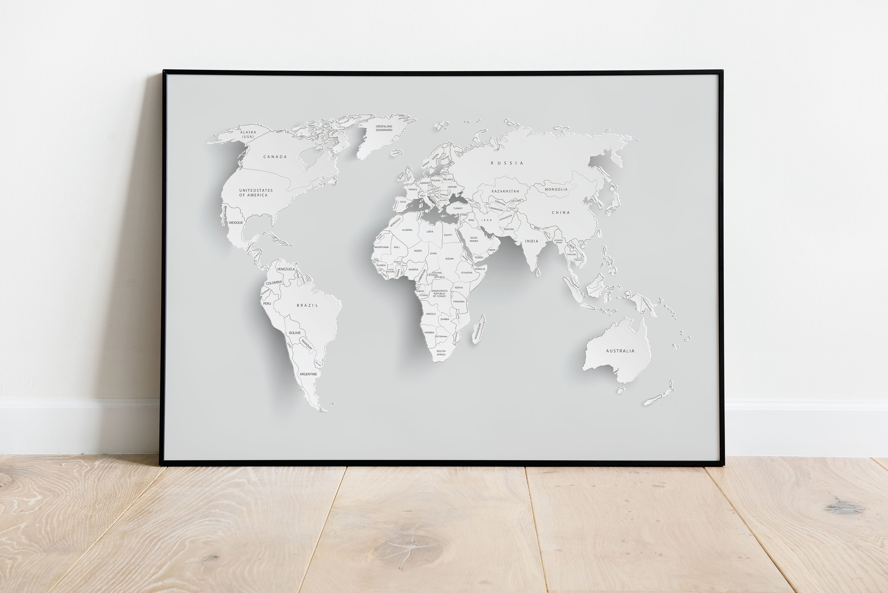 Minimalist World Map Poster - Modern Home Decor - World Map Educational ...
