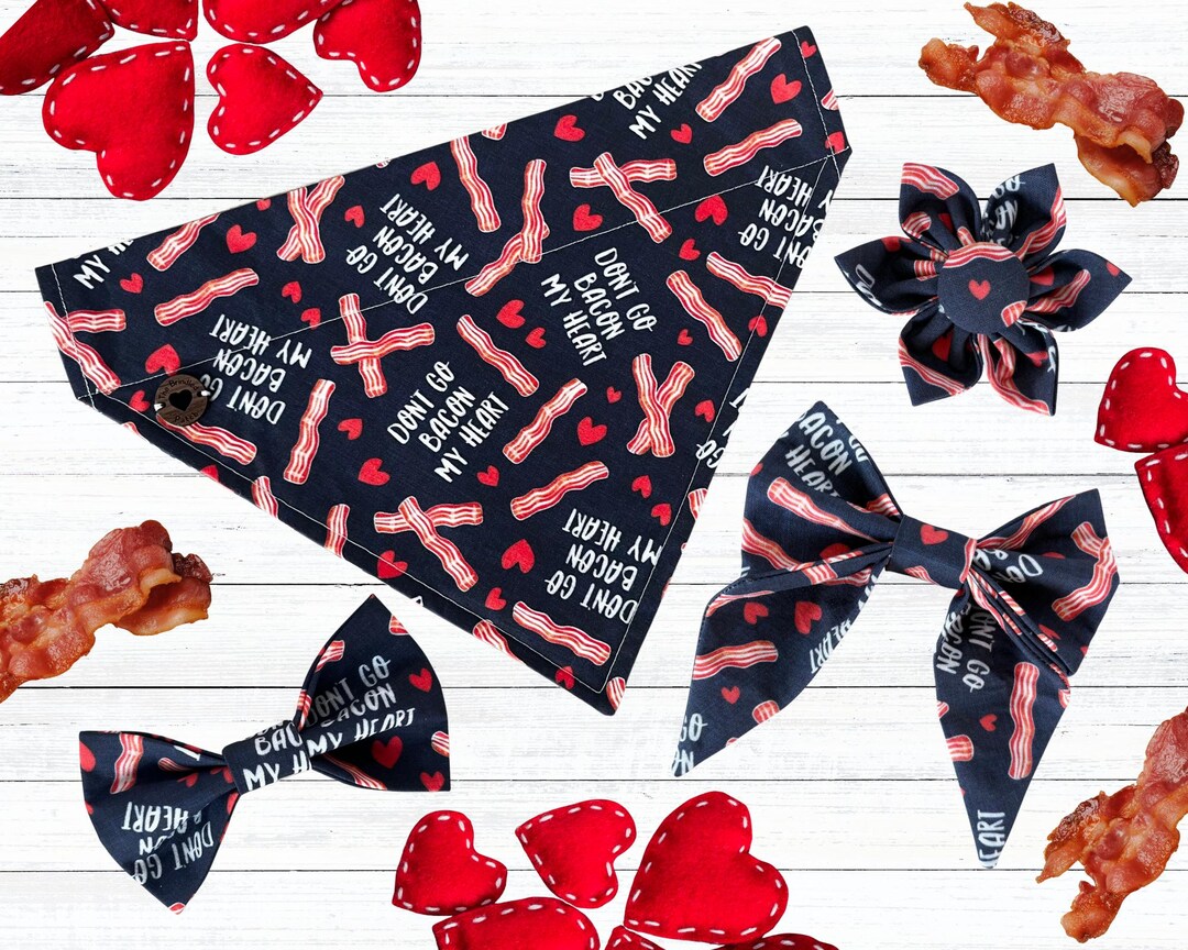 Don’t Go Bacon My Heart Bandana, Personalized Funny Food Dog Kerchief ...