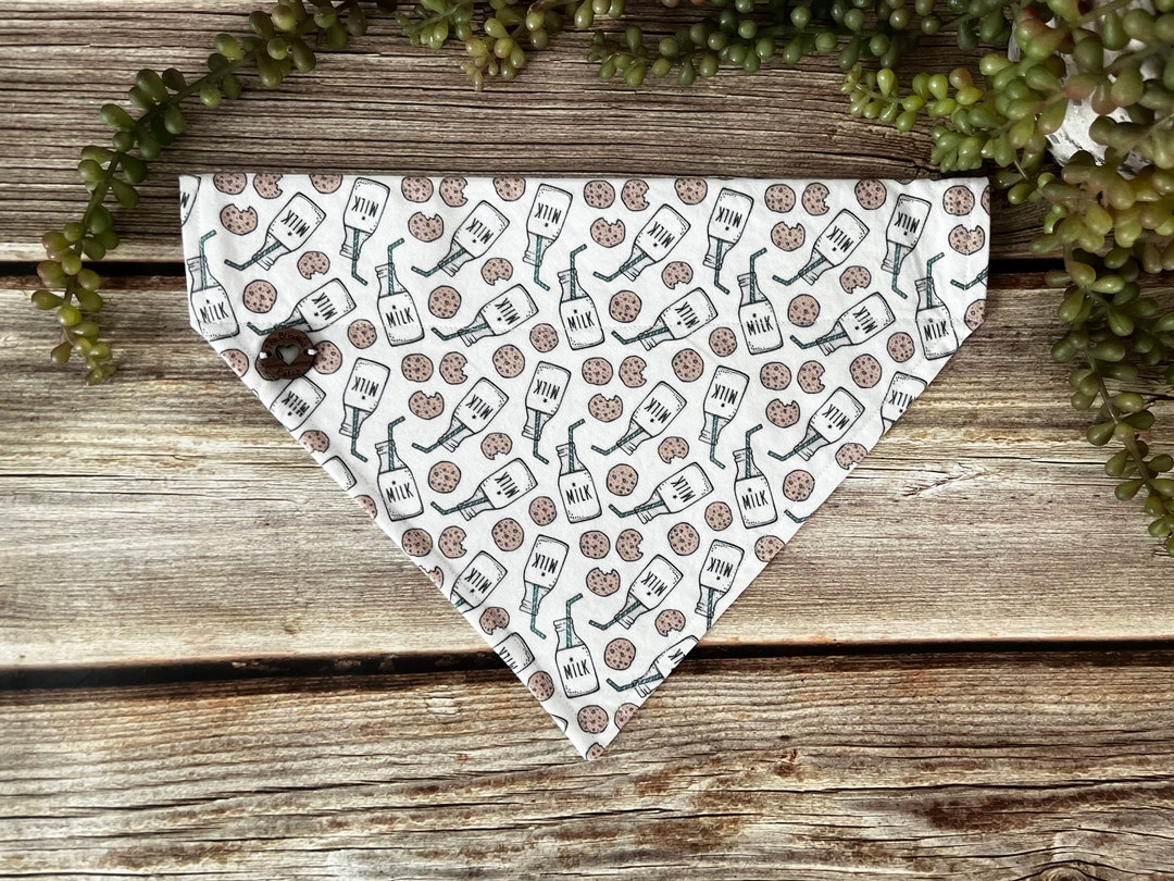 Milk and Cookies Bandana, Sweet Dessert Dog Kerchief, Cute Food Over ...