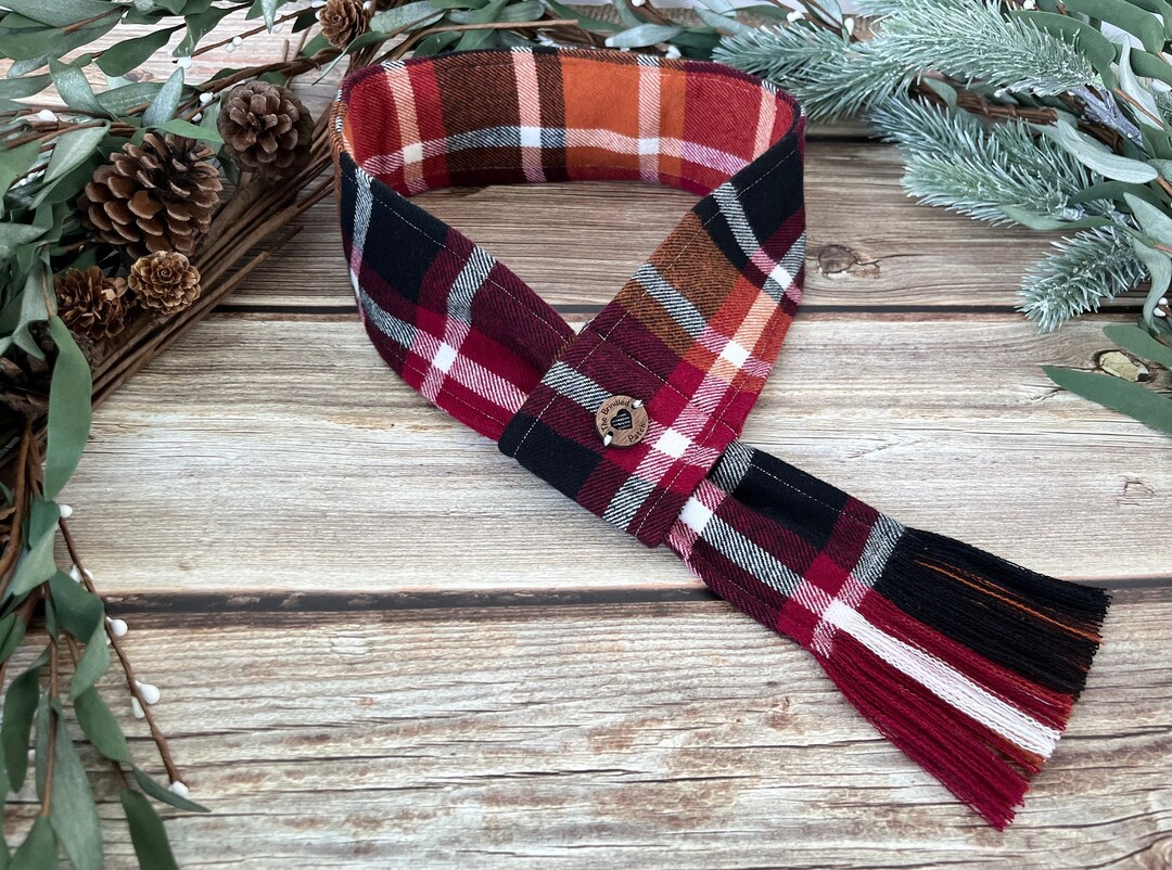 Plaid Dog Scarf, Red Dog Scarf, Flannel Scarf for Dogs, Scarfs for Dogs ...