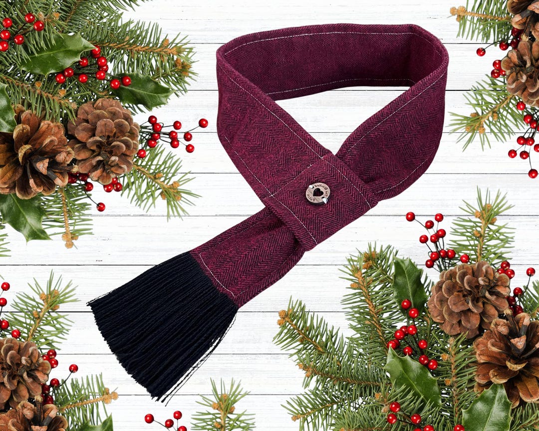 Red Herringbone Dog Scarf, Classy Boy Dog Scarf, Dog Scarfs, Winter Dog ...