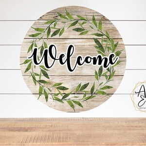 Laurel Wreath Round Door Hanger Welcome Ship Lapsublimation - Etsy