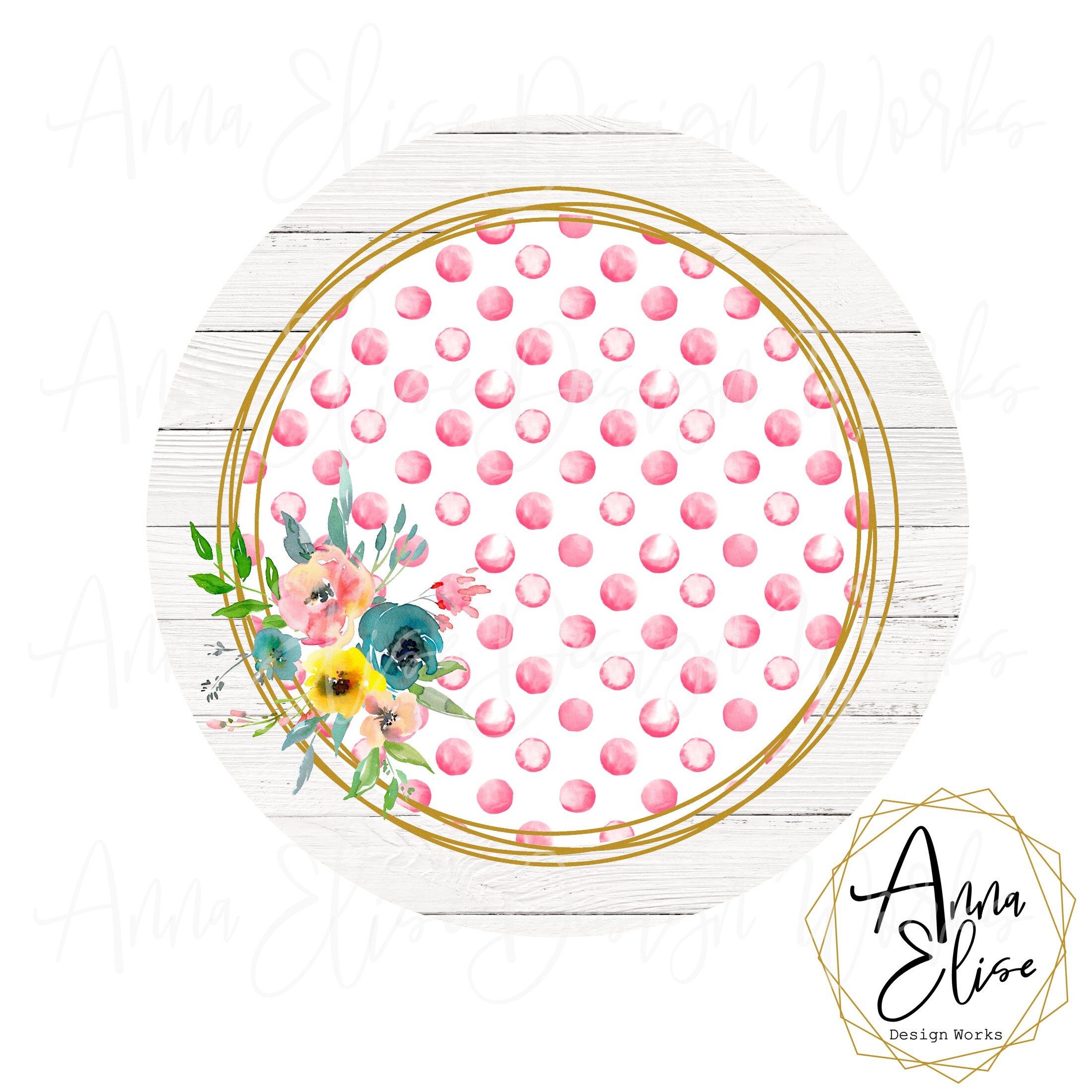 Floral Birth Announcement Sign: Pink Polka Dot Template (digital ...