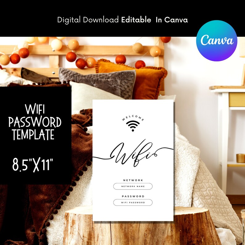 WIFI Password Sign Printable Guest Wi-fi Sign Digital - Etsy