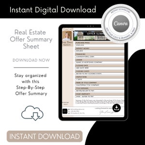 Real Estate Offer Summary Sheet Real Estate Marketing Real - Etsy