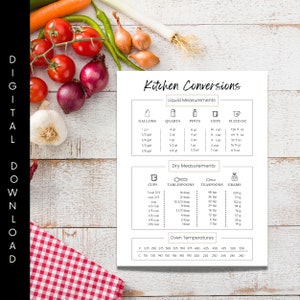 Kitchen Conversion Chart: Oven Temperatures, Measurement Guide (digital ...