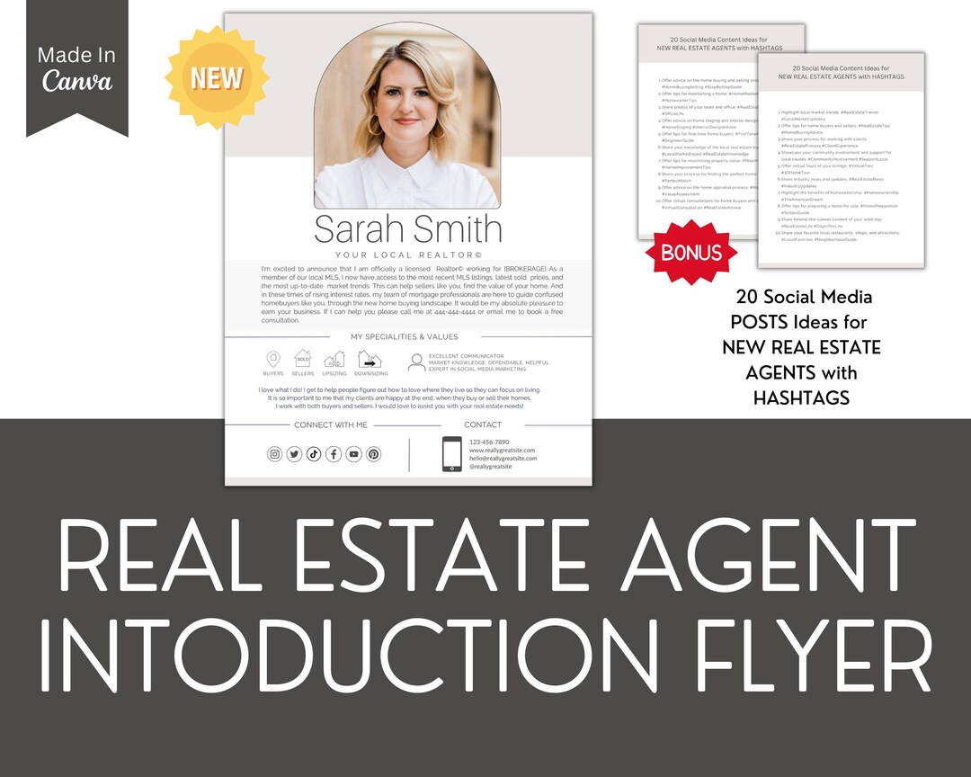 REALTOR INTRODUCTION FLYER, Realtor Letter, Instant Download, Canva ...