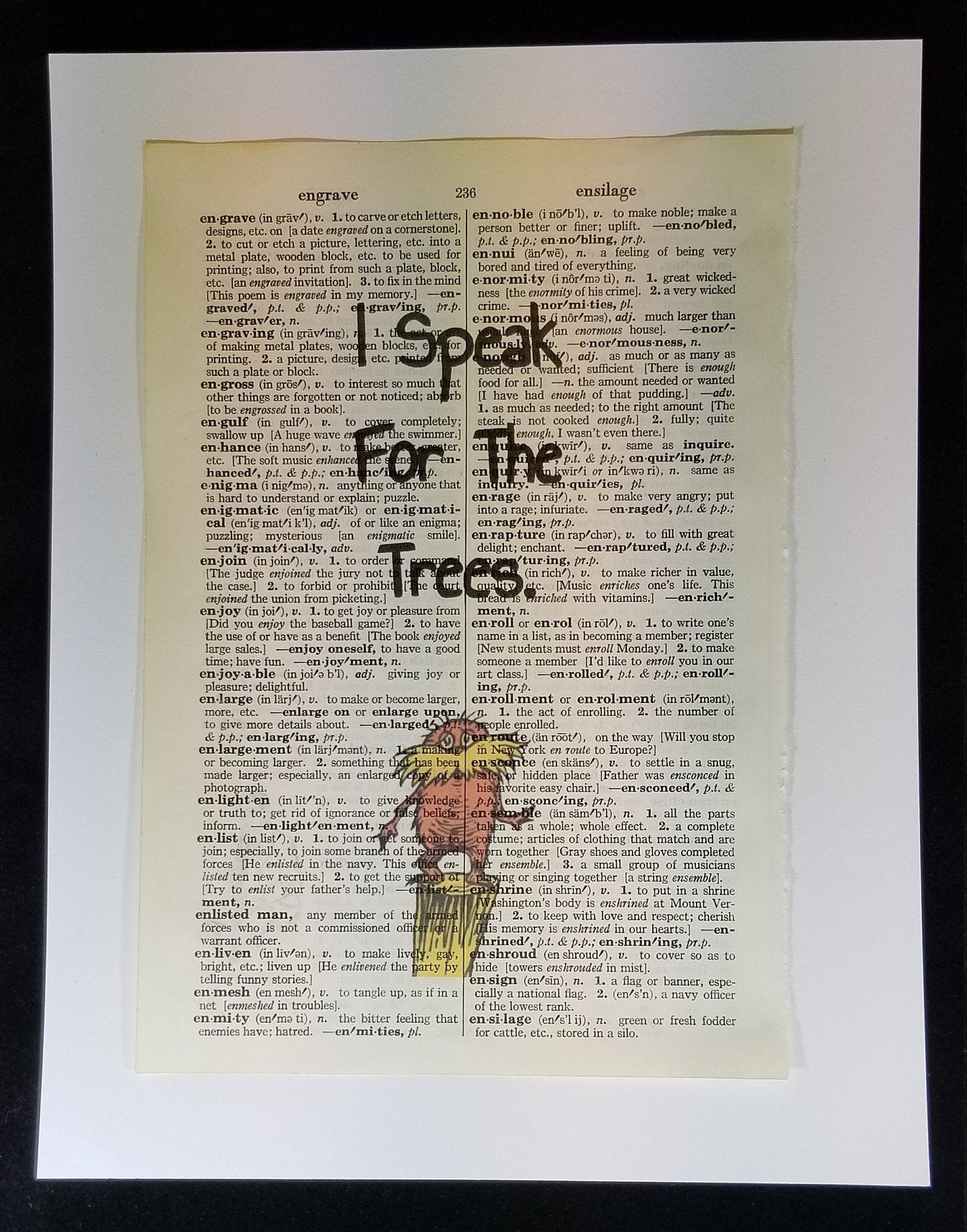 The Lorax - I Speak for the Trees Vintage Dictionary Art Print - Etsy
