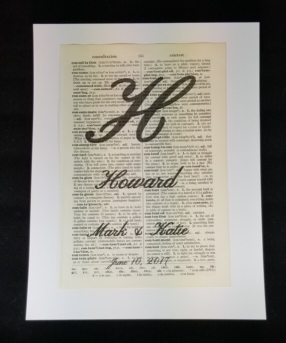 Personalized Name Dictionary Art | Etsy