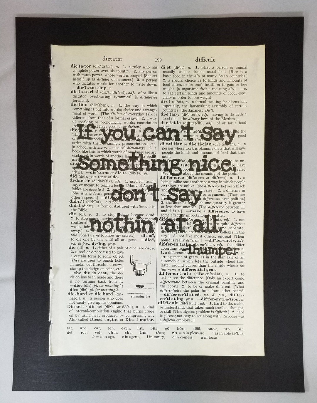 If You Can't Say Something Nice, Don't Say Nothin' at All - Thumper Vintage Dictionary Art Print ...