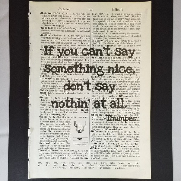 If You Cant Say Something Nice Thumper - Etsy If You Cant Say Something Nice Thumper - Etsy