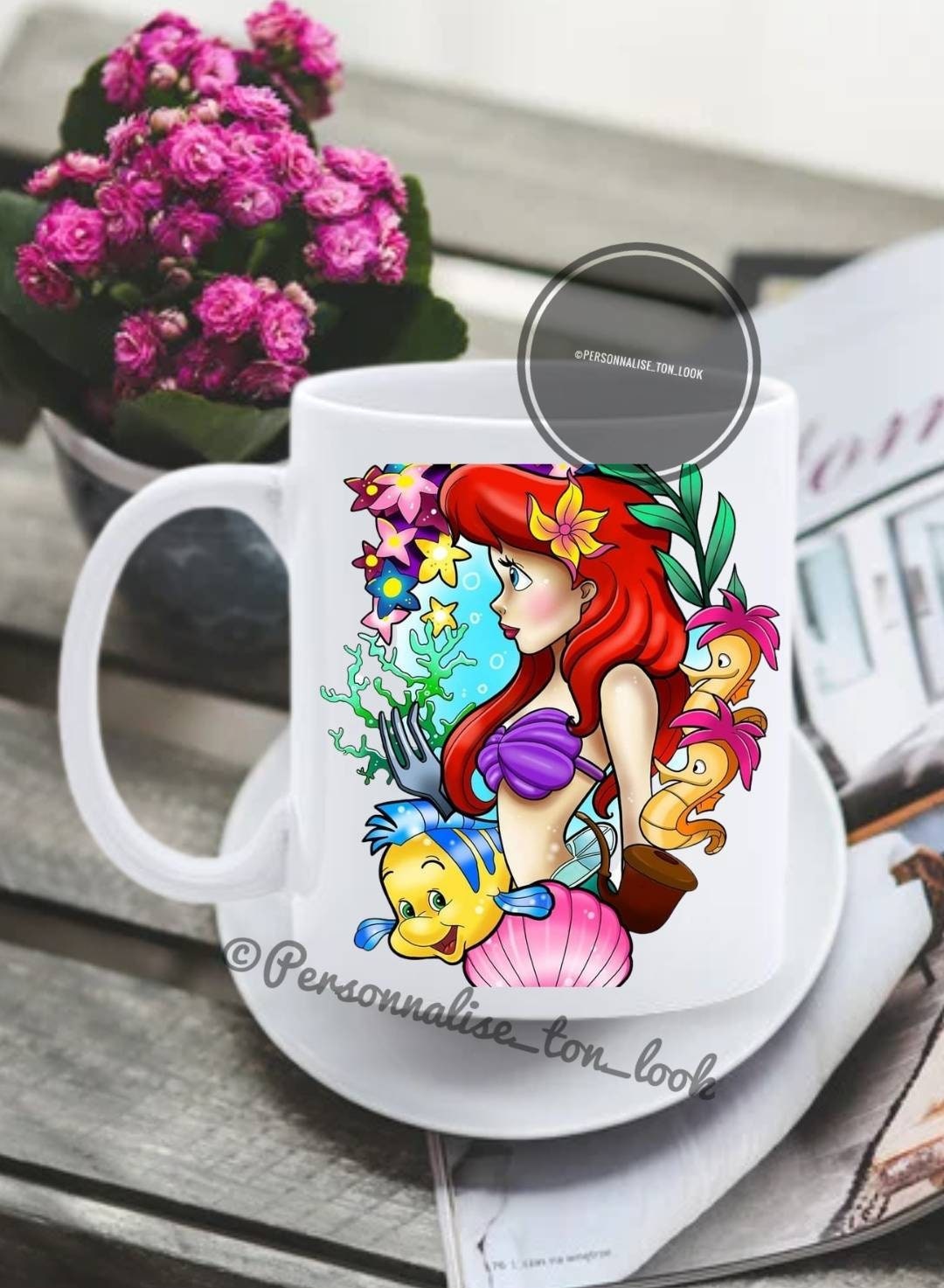 Ariel Mermaid Mug Revisited Drawing Customizable Cup, Ariel Little ...