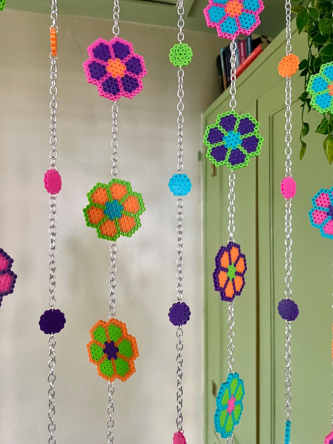 Flower Power 2 Curtain | Perler Beads | Doorway Hanging | 70s | 80s ...