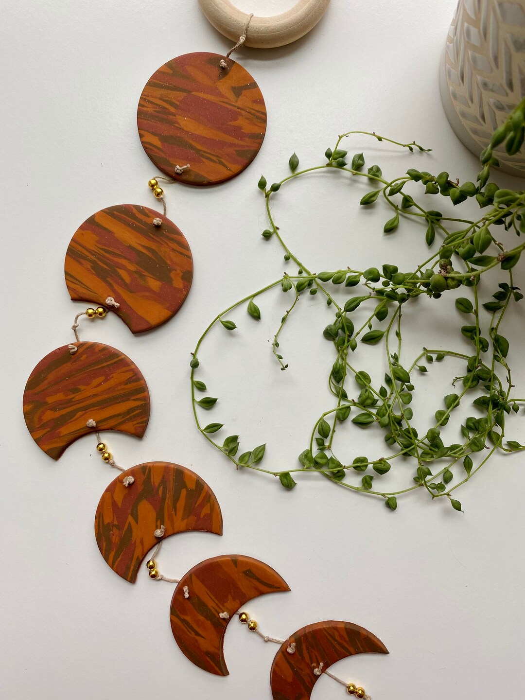 15# Orange Scrap Single Strand | Wall Hanging | Moon Phases | Moon ...