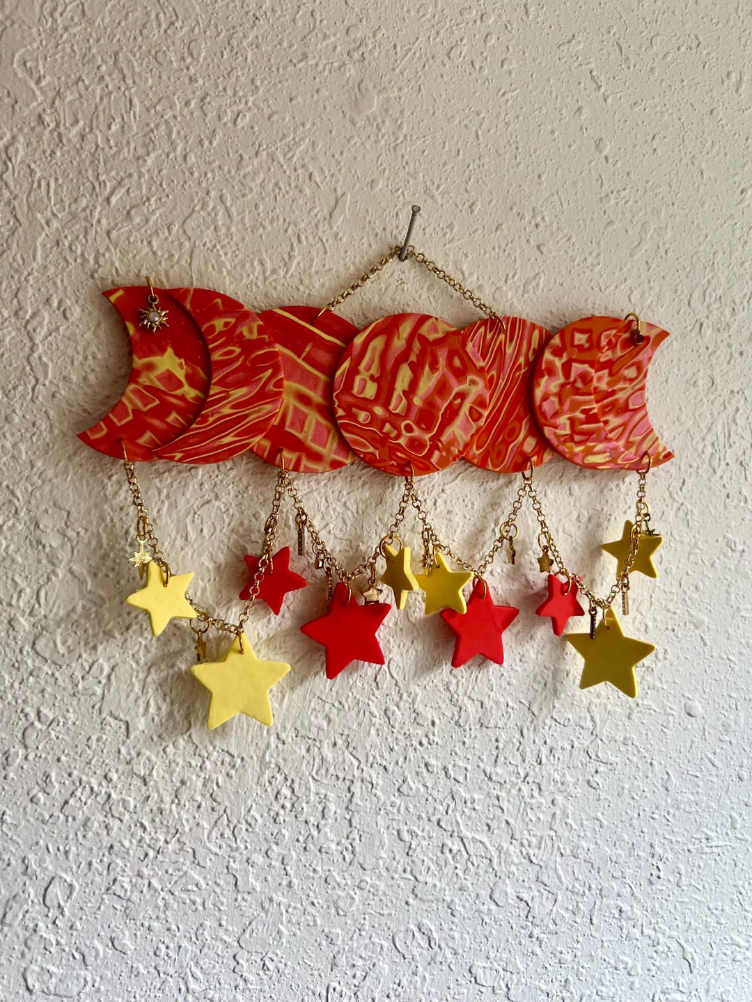 4# Orange Yellow Horizontal | Wall Hanging | Moon Phases | Home Decor ...