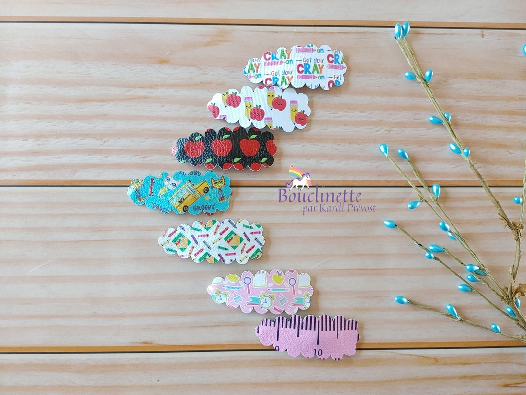 Back to School Snap Clip, Hair Accessories on 6.5 Cm Leatherette Clip ...