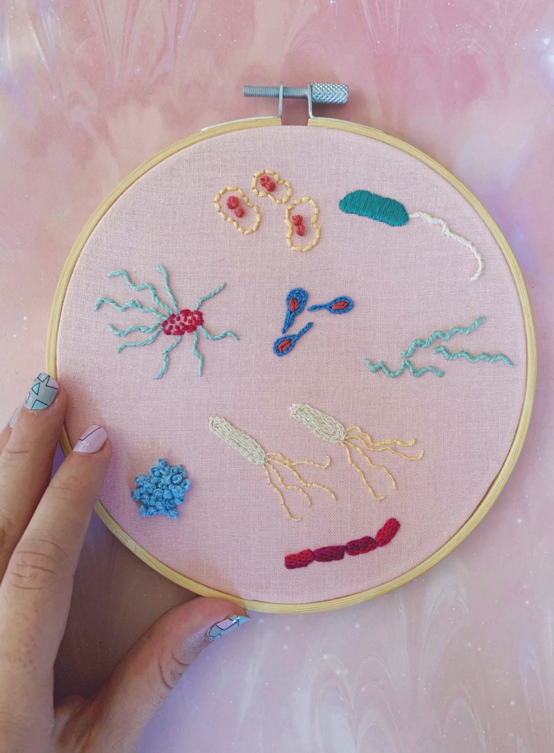 Bacteria Embroidery Hoop, 6in Embroidery, Science Embroidery, Biology ...