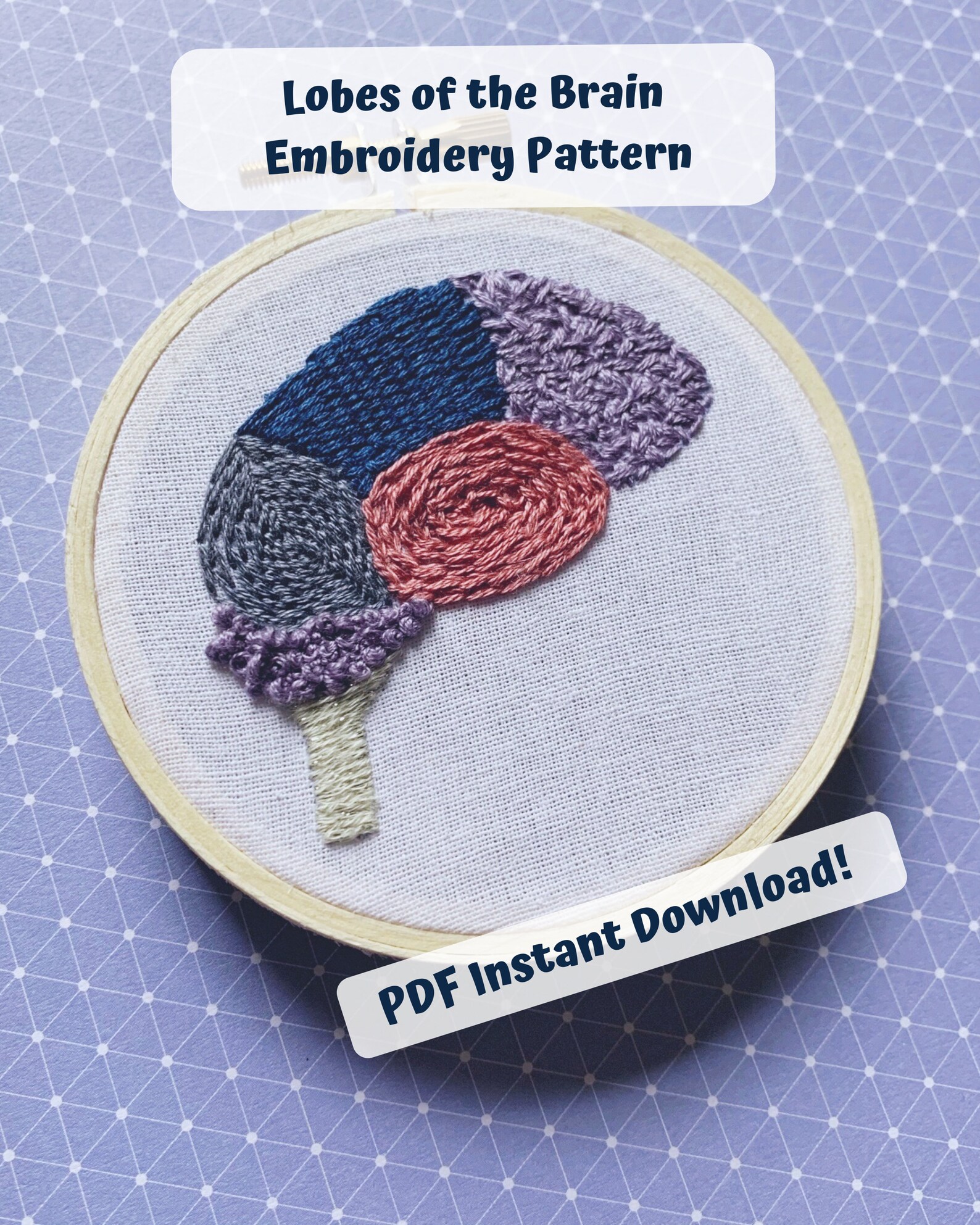 Brain Stitch Sampler, Embroidery PDF Pattern, Beginner Embroidery PDF ...