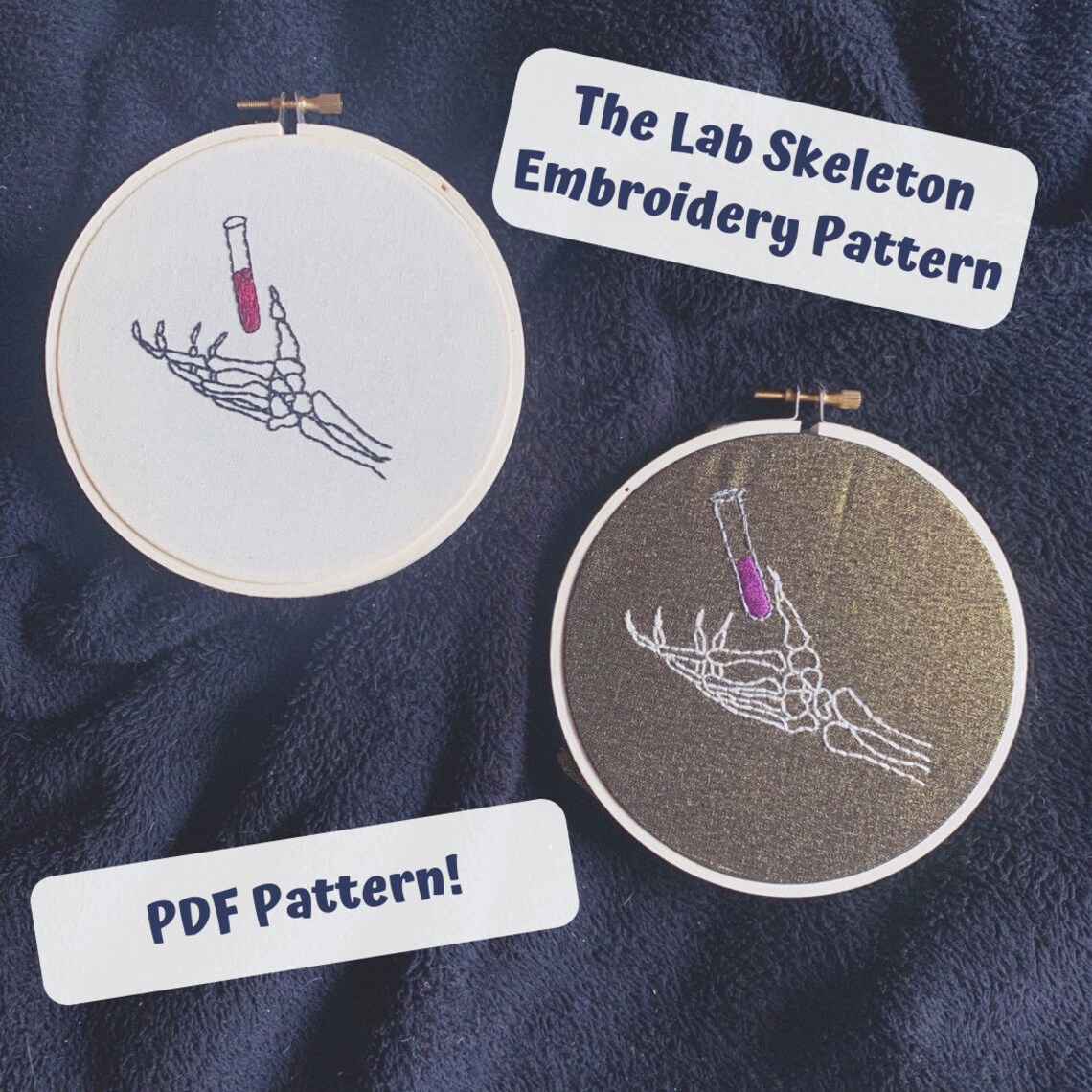Spooky Science Embroidery Pattern, Skeleton, Lab Biology Embroidery ...
