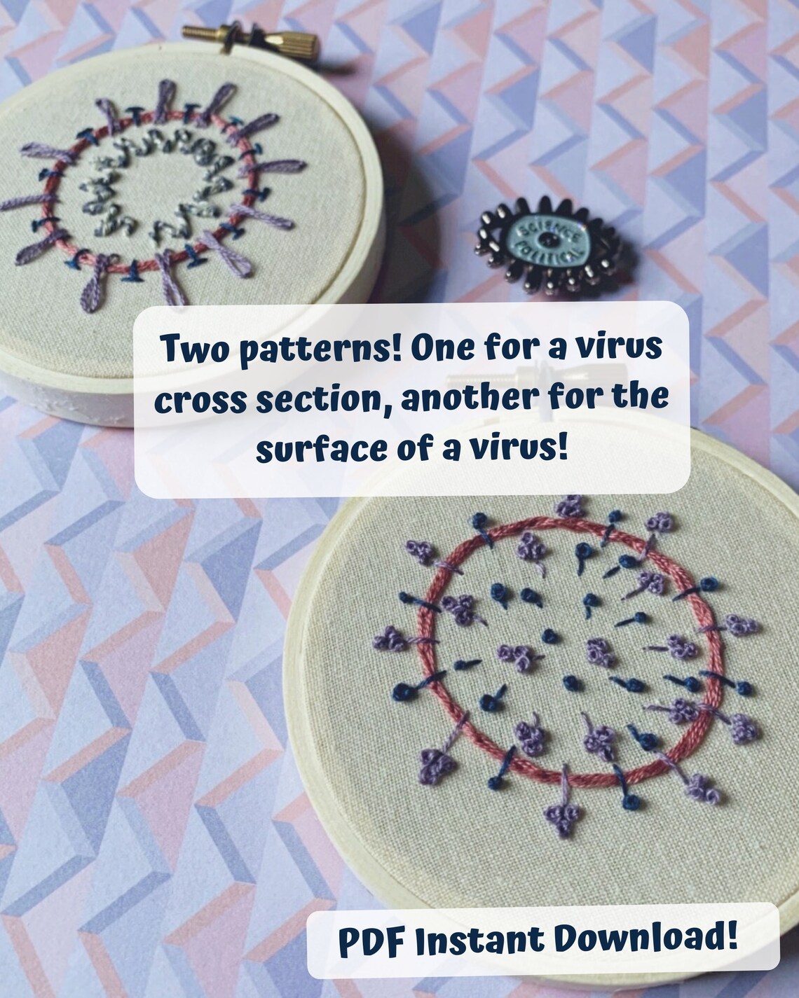 Viral Structure Embroidery PDF Pattern Sci Edu Beginner - Etsy