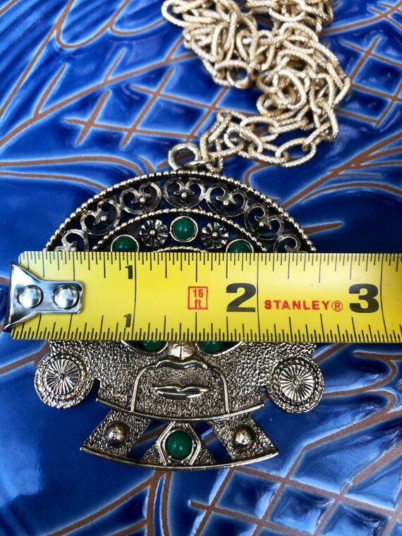1960s Chunky Signed Emmons Aztec warrior pendant only! - Gem