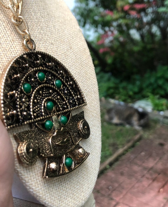 1960s Chunky Signed Emmons Aztec warrior pendant only! - Gem
