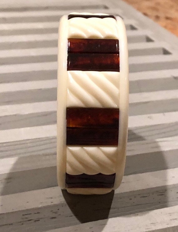 vintage carved ivory and tortoise shell plastic bangl… - Gem