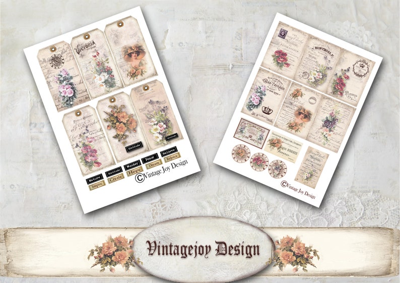 Shabby Chic File Folder and Tag Digital Download - Etsy