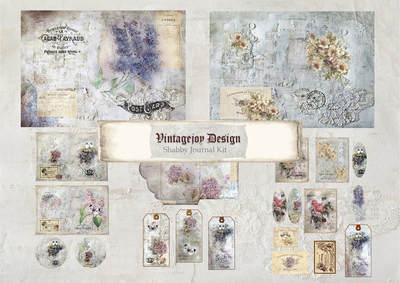 Vintage Style Digital Junk Journal Kit - Etsy