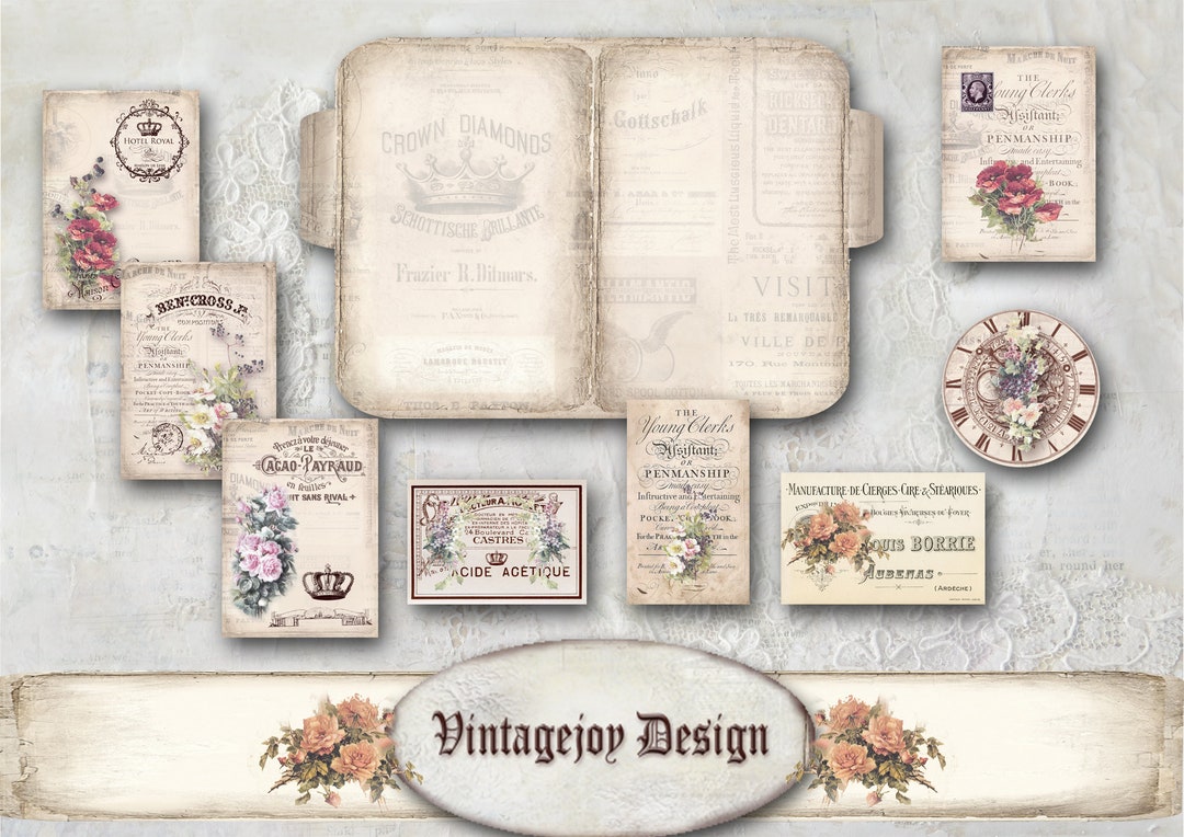 Shabby Chic File Folder and Tag Digital Download - Etsy
